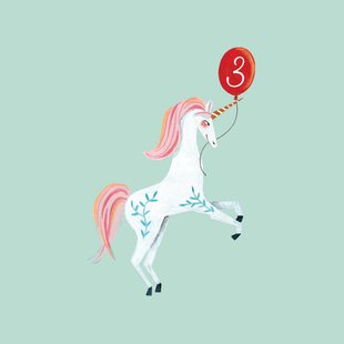 Vrolijke verjaardagskaart met eenhoorn, zon en | Kaartje2go