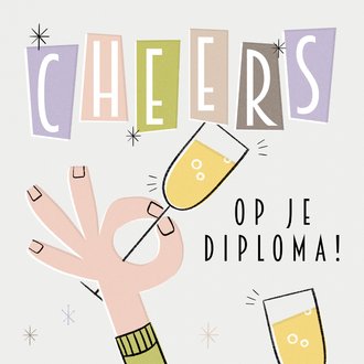 Geslaagdkaart retro cheers met hand en | Kaartje2go