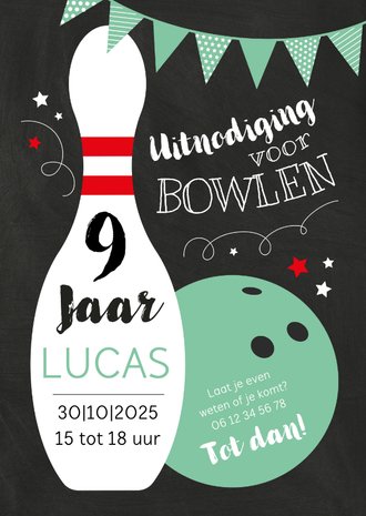 Kinderfeestje bowlen groene bal | Kaartje2go