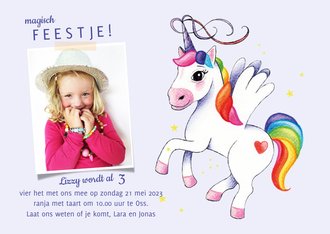 Kinderfeestje uitnodiging met unicorn | Kaartje2go