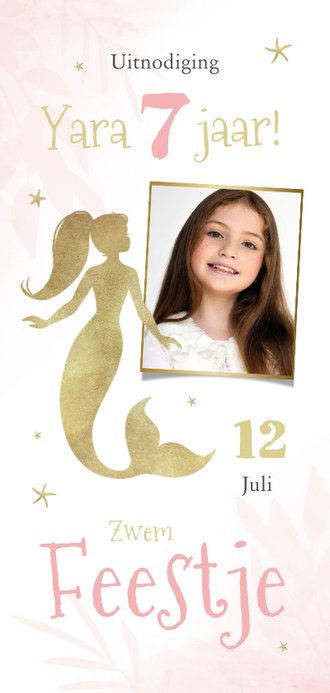 Kinderfeestje zwemfeest zeemeermin foto sterren | Kaartje2go