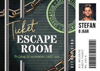 Stoere ticket uitnodiging escape room | Kaartje2go