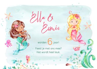 Uitnodiging kinderfeestje zeemeermin | Kaartje2go
