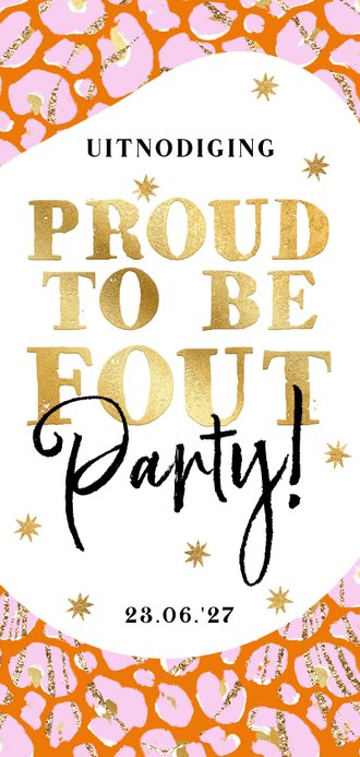 Uitnodiging'Proud to be Fout' panterprint | Kaartje2go