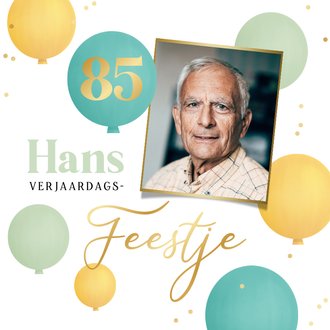 Uitnodiging verjaardagsfeest 85 jaar ballonnen | Kaartje2go