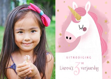 Lieve uitnodiging kinderfeestje eenhoorn | Kaartje2go