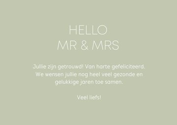 Minimalistisch felicitatiekaartje hello mr& mrs | Kaartje2go