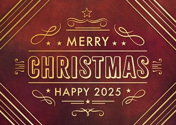 Rode kerstkaart Merry Christmas in art deco | Kaartje2go