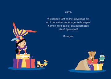 Sinterklaaskaart sint en pieten in bakfiets | Kaartje2go