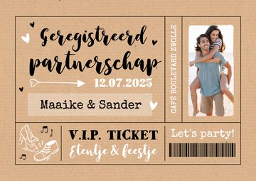 Uitnodiging ticket geregistreerd partnerschap | Kaartje2go