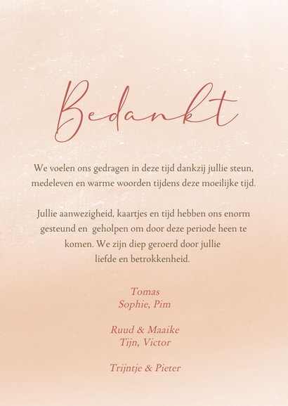 Bedankkaart overlijden met geschilderde | Kaartje2go