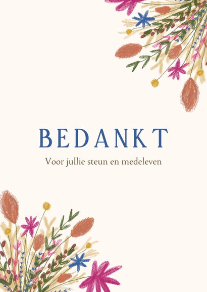 Bedankkaart overlijden met kleurrijke bos | Kaartje2go