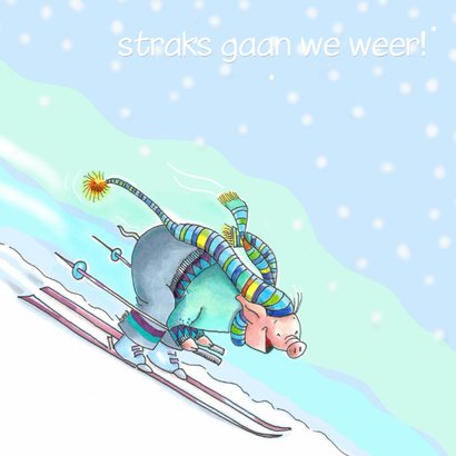 bergafwaarts op de ski - Vakantiekaarten | Kaartje2go