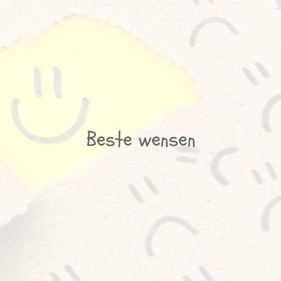Beste wensen kaart met een gele smiley getekend | Kaartje2go
