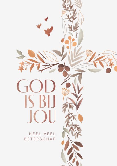 Beterschapskaart God is bij jou kruis symbool | Kaartje2go