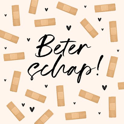 Beterschapskaart pleisters hartjes knuffel | Kaartje2go