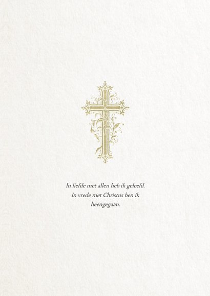 Christelijke rouwkaart met gouden kruis | Kaartje2go