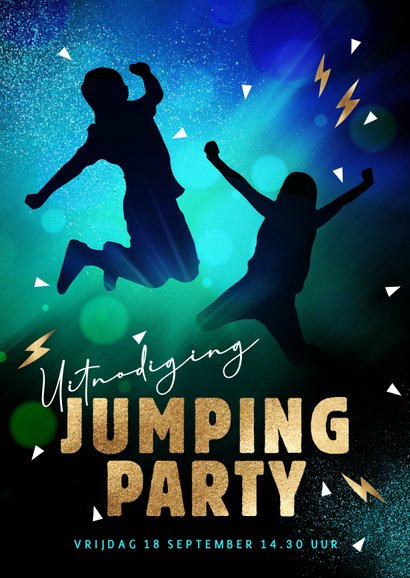 Coole uitnodiging kinderfeestje jumping party | Kaartje2go