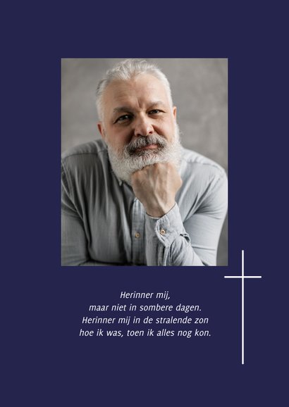 Donkerblauwe rouwkaart in minimalistische stijl | Kaartje2go