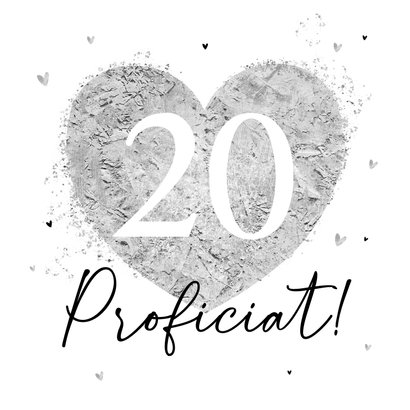 Felicitatiekaart 20 jaar getrouwd hart zilver | Kaartje2go