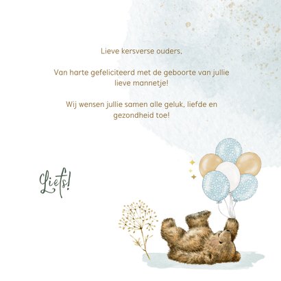 Felicitatiekaart geboorte jongen met beertje en | Kaartje2go