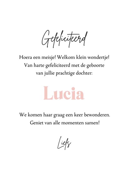 Felicitatiekaart geboorte meisje regenboog goud | Kaartje2go