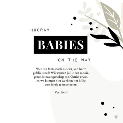 Felicitatiekaart hooray babies on the way met | Kaartje2go