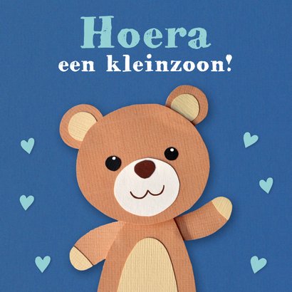 Felicitatiekaart met beertje geboorte kleinzoon | Kaartje2go