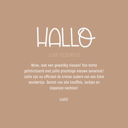 Felicitatiekaartje'Hallo lief kleintje' met | Kaartje2go