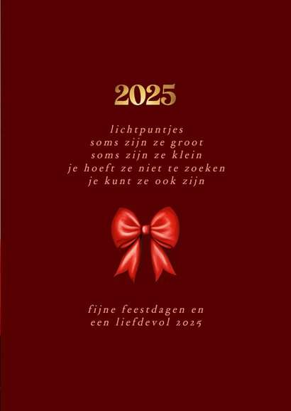 Fotocollage kerstkaart met rode strik en | Kaartje2go