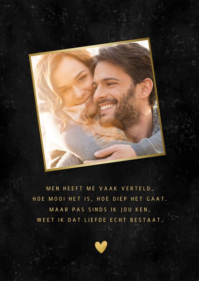 Fotocollage liefdekaart met gouden LOVE | Kaartje2go