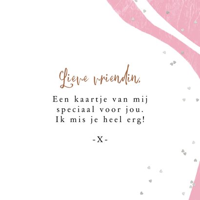 Fotokaart ik mis je fotocollage hartjes zilver | Kaartje2go