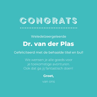 Gefeliciteerd met je promotie Doctor, well done | Kaartje2go