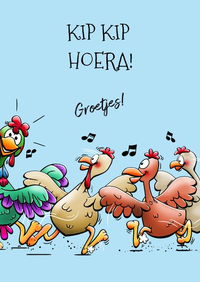 Grappige verjaardagskaart met 7 hennen en één | Kaartje2go