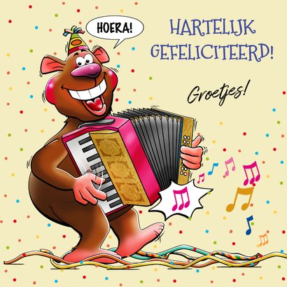 Grappige verjaardagskaart met een dikke beer | Kaartje2go