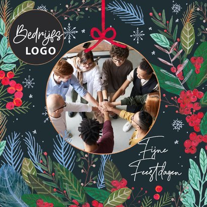 Kerstkaart botanisch foto kerstbal | Kaartje2go