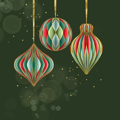 Kerstkaart gekleurde papieren kersthangers met | Kaartje2go