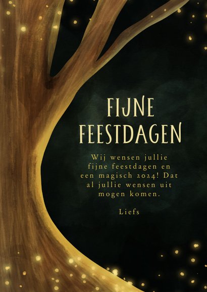 Kerstkaart hertjes in bos met sprankelende | Kaartje2go