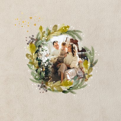 Kerstkaart met krans, roodborstje en | Kaartje2go