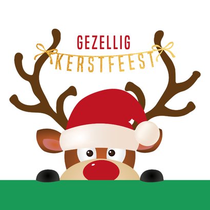Kerstkaart rendier gezellig kerstfeest | Kaartje2go