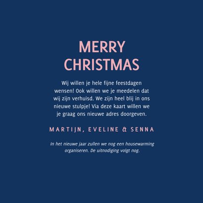 Kerstkaart voor verhuizing met een huisje in de | Kaartje2go