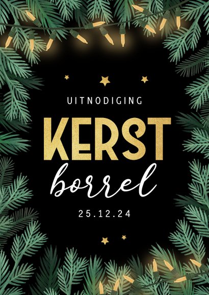Kerstkaart zakelijk kerstborrel kerstlampjes | Kaartje2go