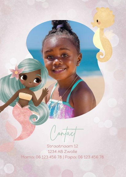 Kinderfeestje uitnodiging zwemfeest zeemeermin | Kaartje2go