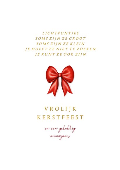 Klassieke kerstkaart met rode strik | Kaartje2go