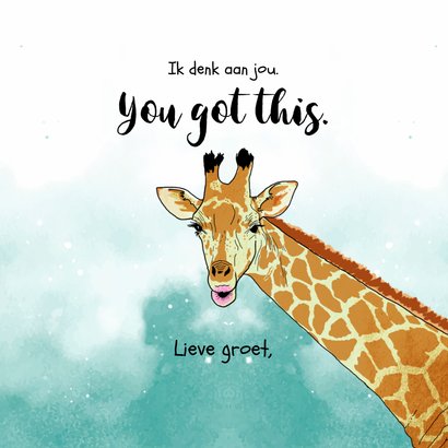 Kop op kaart- bemoedigende kaart met Giraffe | Kaartje2go