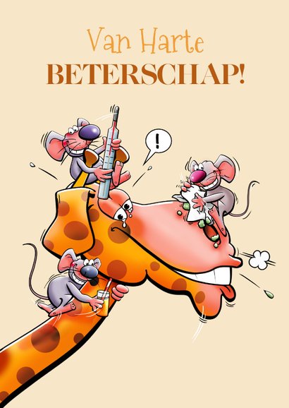 Leuke beterschapskaart met giraf die verkouden | Kaartje2go