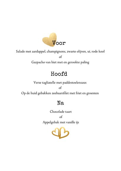 Menukaart trouwen met gouden letters- enjoy | Kaartje2go