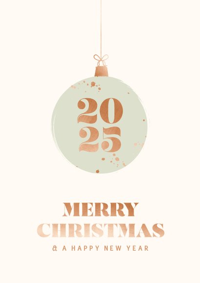 Minimalistische kerstkaart met groene kerstbal | Kaartje2go