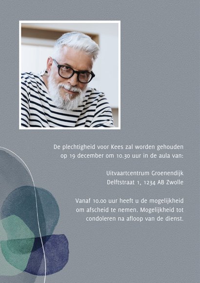 Moderne rouwkaart abstracte vormen waterverf | Kaartje2go