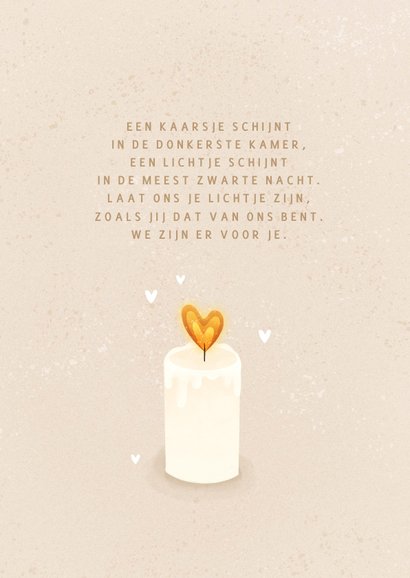 Moderne sterkte kaart met kaarsje en hartjes | Kaartje2go